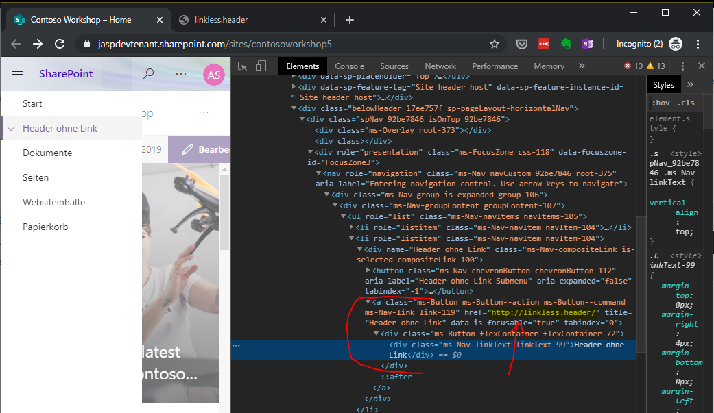 SharePoint Online - main menu items in mobile navigation without hyperlink | Microsoft Community Hub